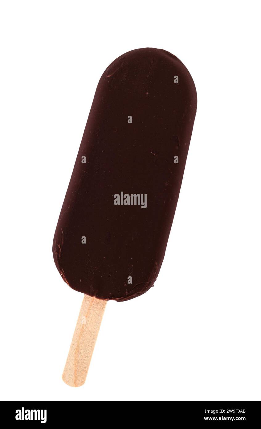 classic chocolate icecream choc-ice bar on stick, isolated Stock Photo ...