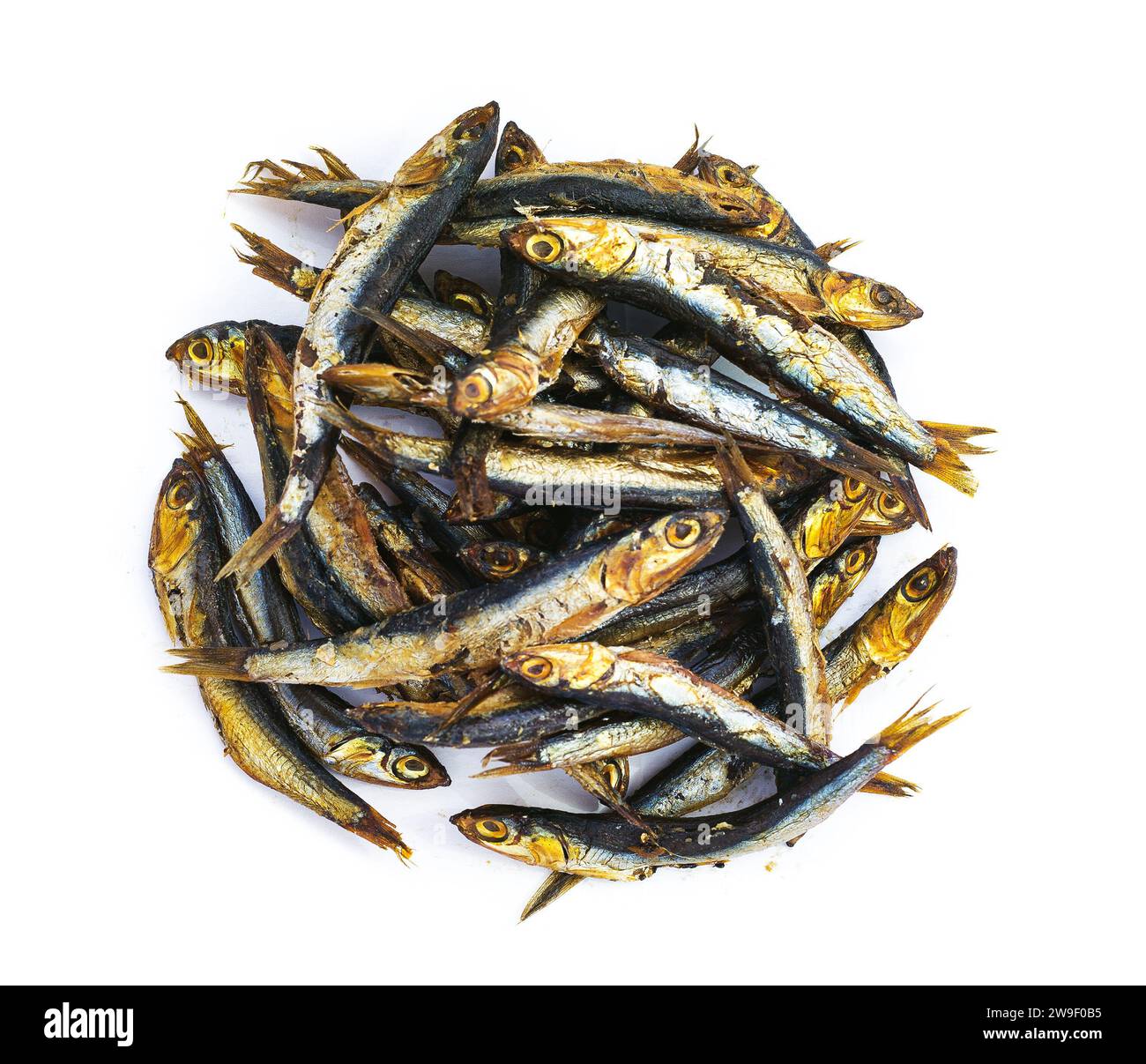 Anchovy fishes smoked, isolated on white Stock Photo - Alamy