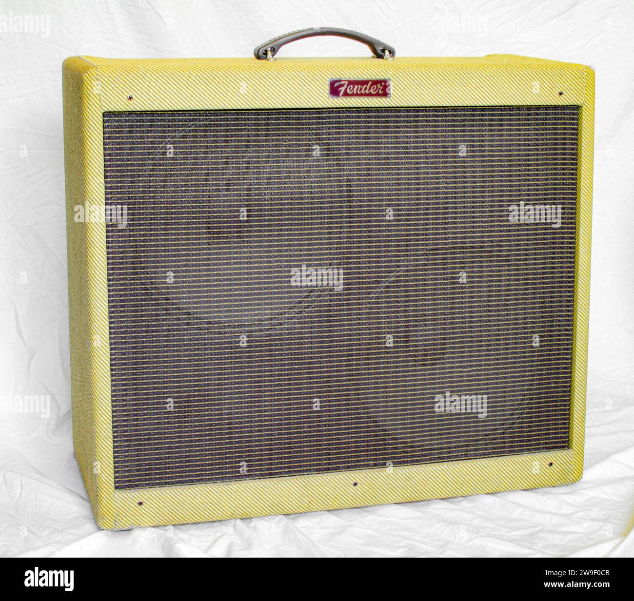 Old vintage retro style fender guitar tube amp or amplifier yellow ...