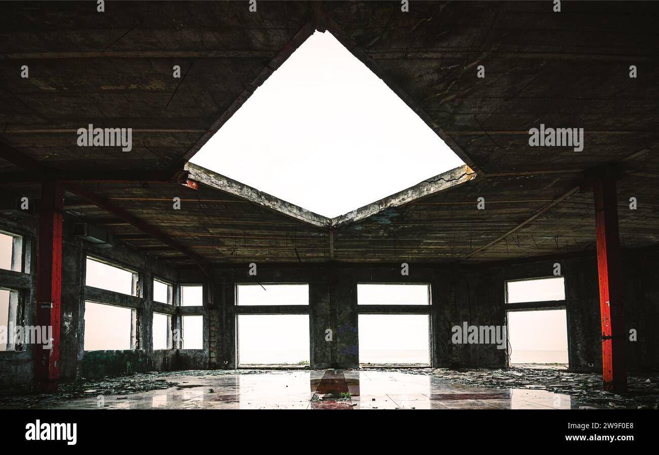 interior of unfinished and abandoned hotel Stock Photo - Alamy