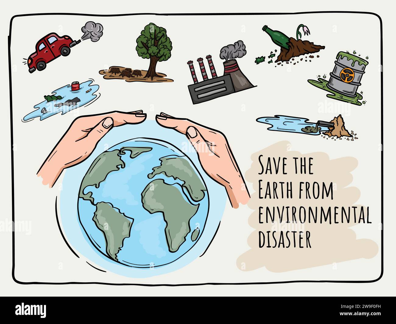 Bright vector illustration of the protection of the Earth from ... Bright vector illustration of the protection of the Earth from ...