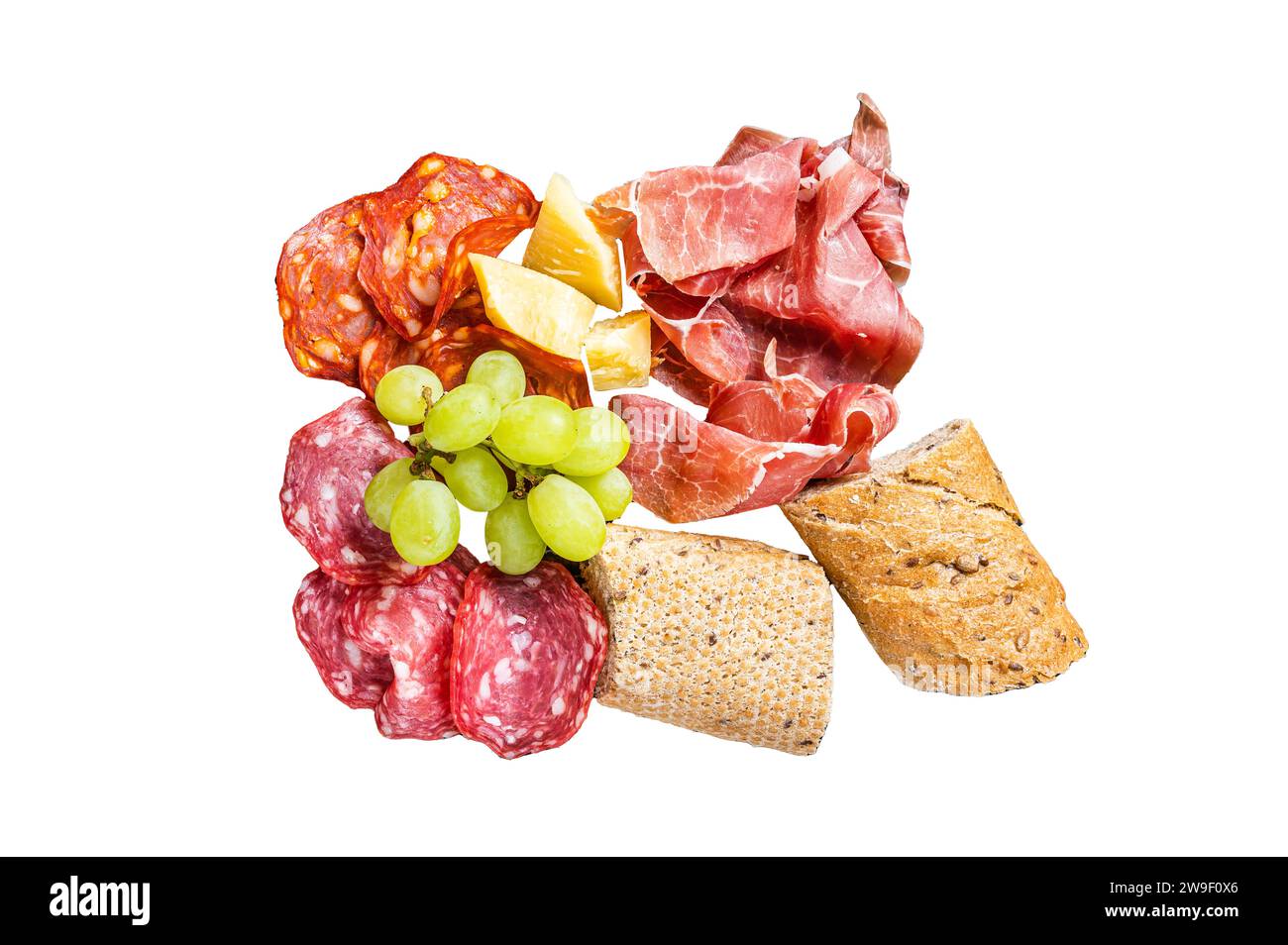 Cold meat plate, charcuterie - traditional Spanish tapas Isolated on ...