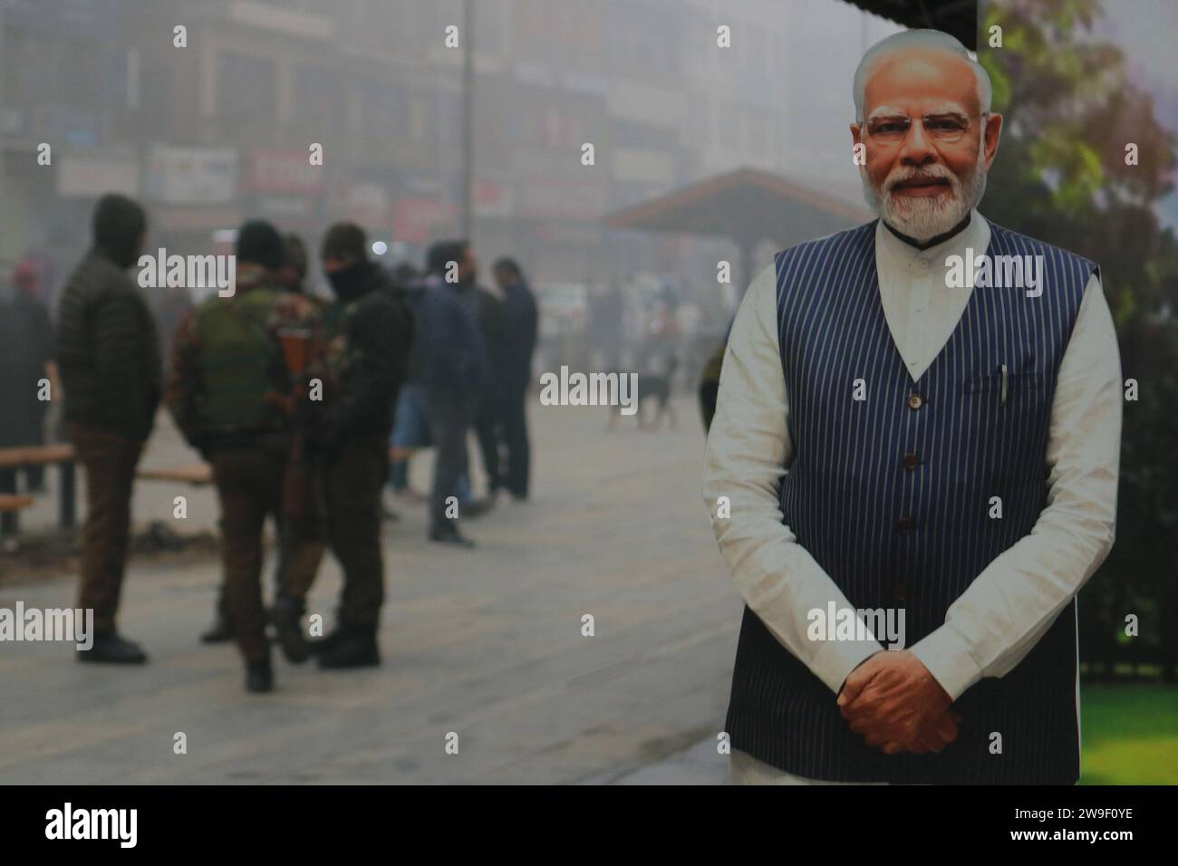 Srinagar Kashmir, India. 27th Dec, 2023. A cutout portrait of Indian Prime Minister Narendra ...