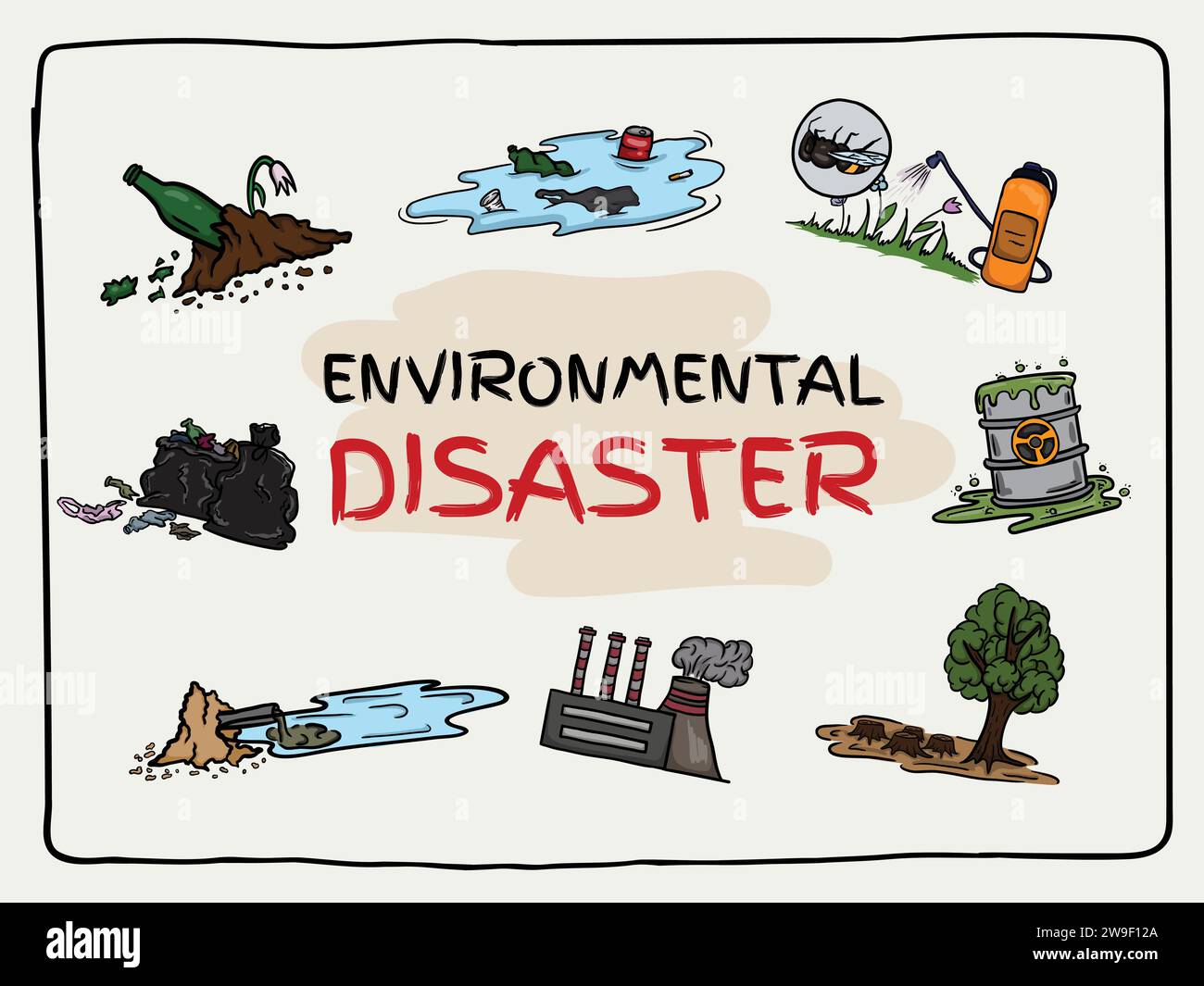 Bright vector illustration of the ecological catastrophe of the Earth ...