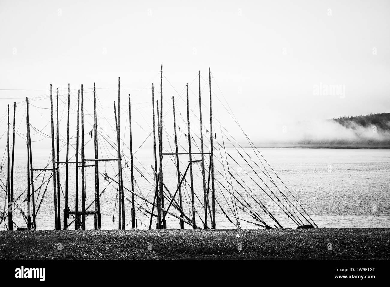 Traditional fishing net framework on the beach at Partridge Island on ...
