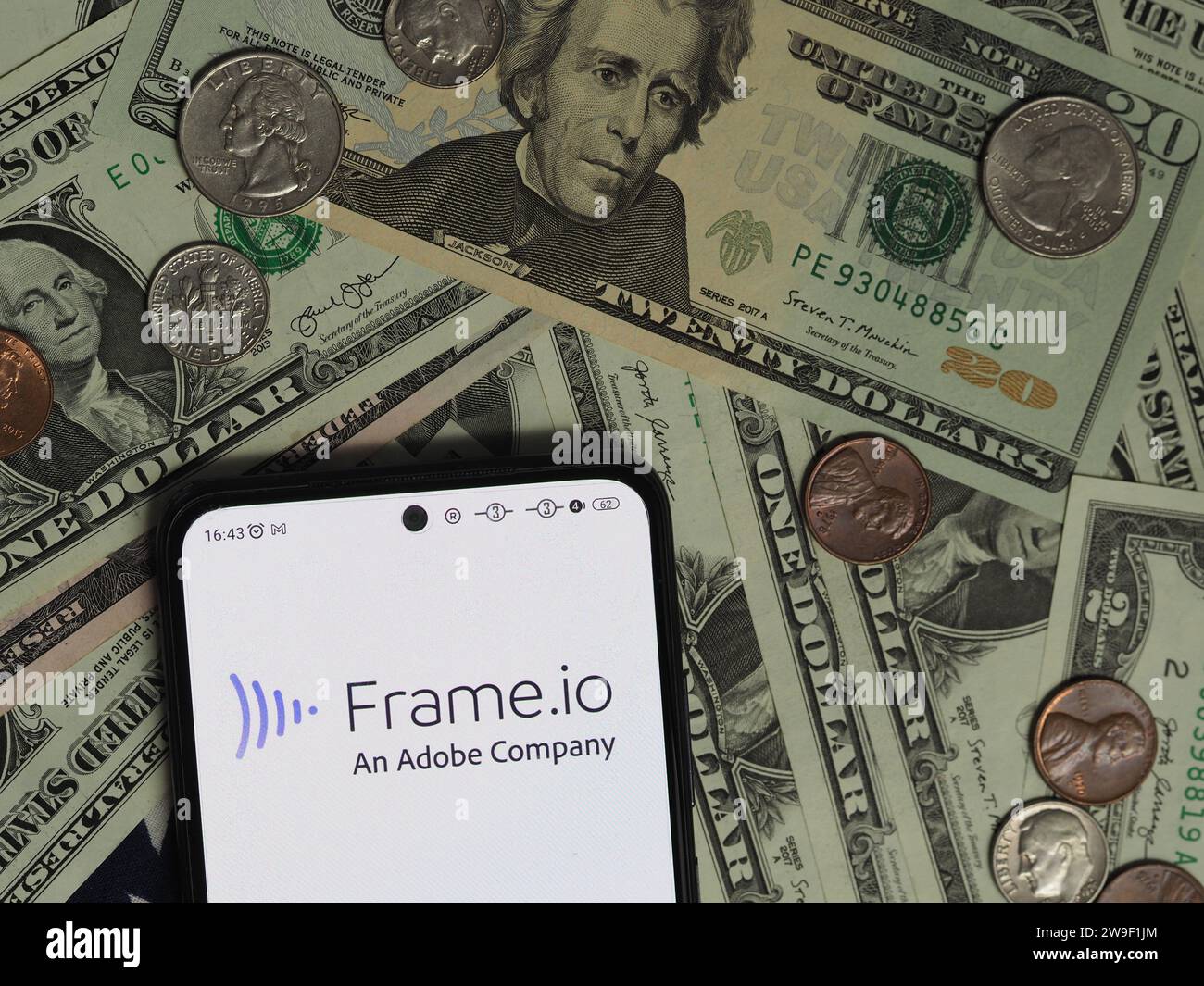In this photo illustration, a Frame.io logo seen displayed on a ...