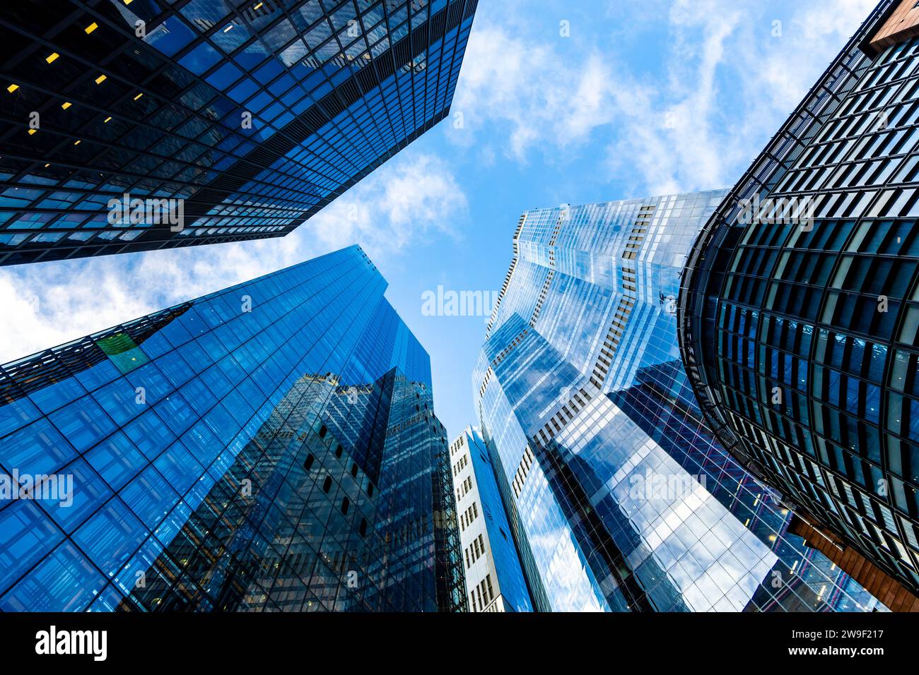 Looking up at glass skyscrapers (22 Bishopsgate, Leadnehall Building ...