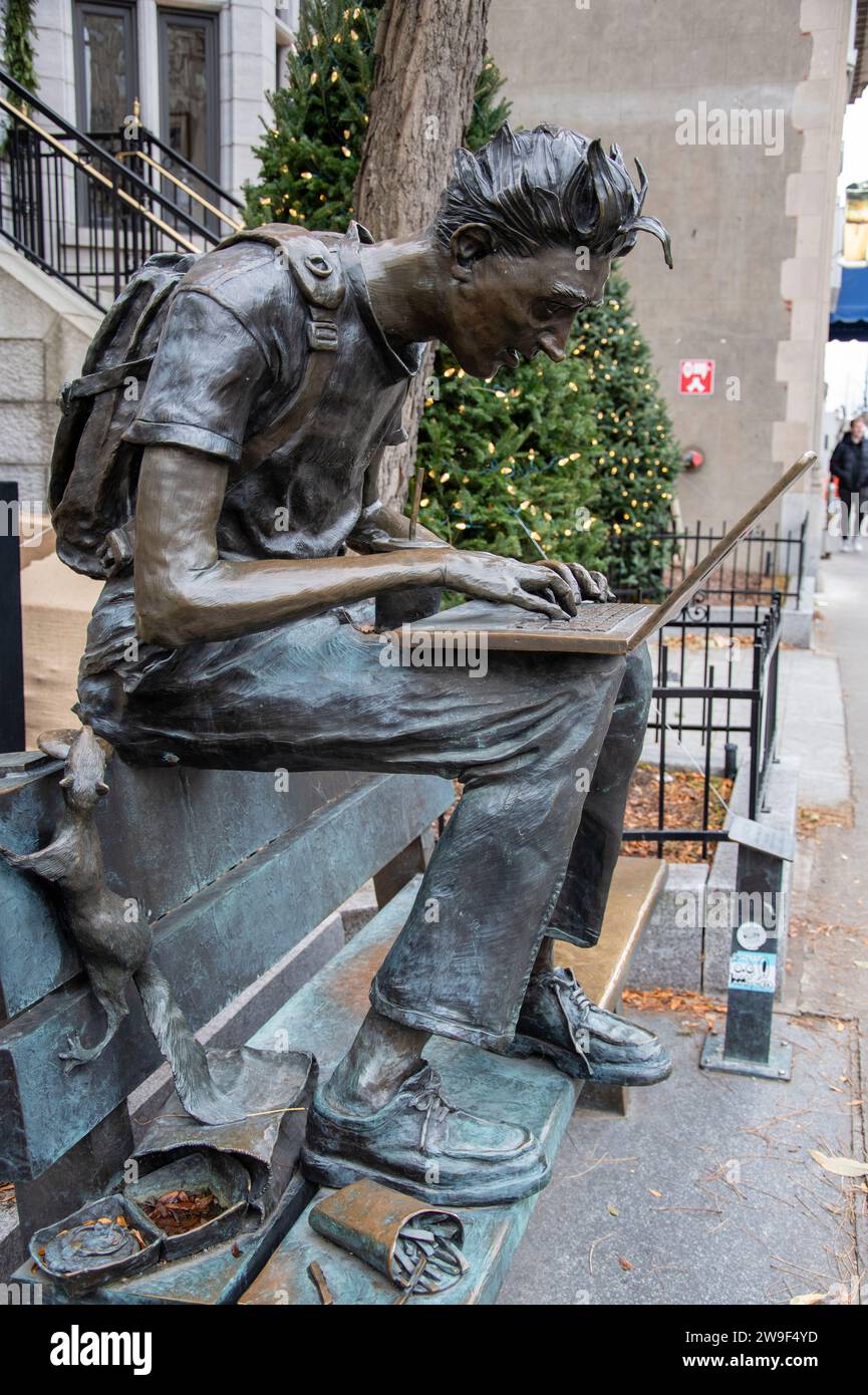 College student statue on Sherbrooke Street in downtown Montreal ...