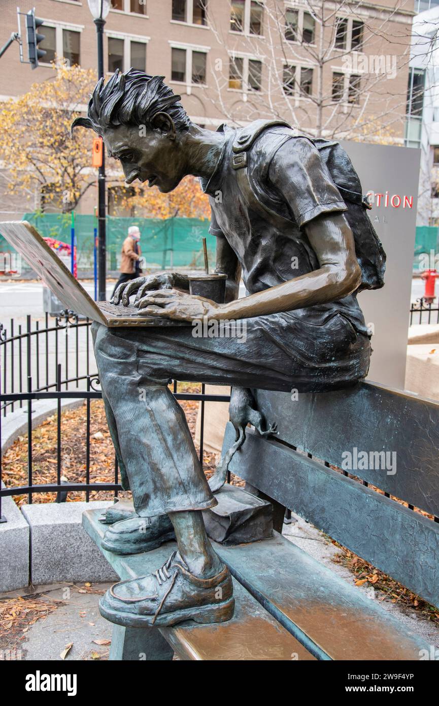 College student statue on Sherbrooke Street in downtown Montreal ...