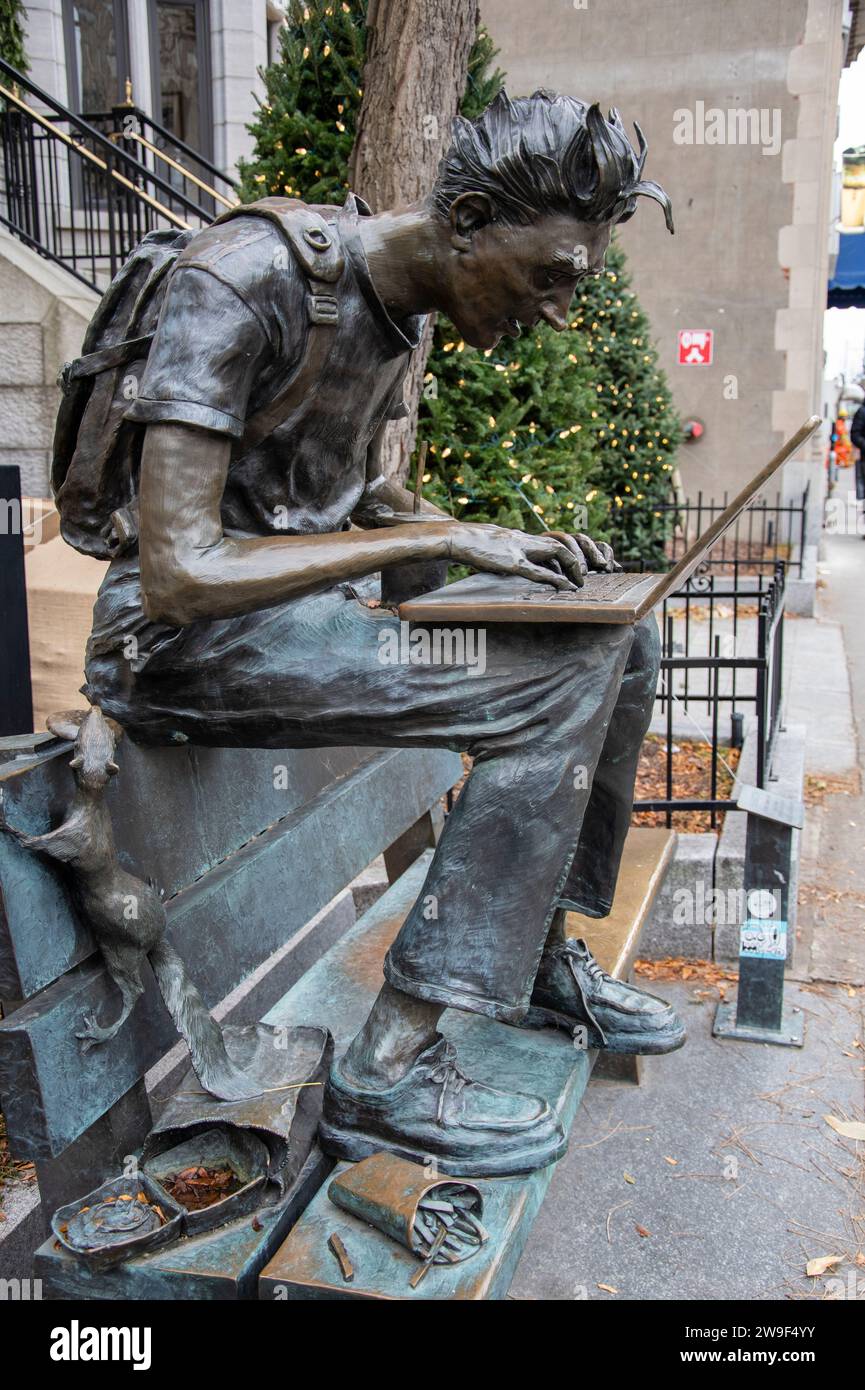 College student statue on Sherbrooke Street in downtown Montreal ...