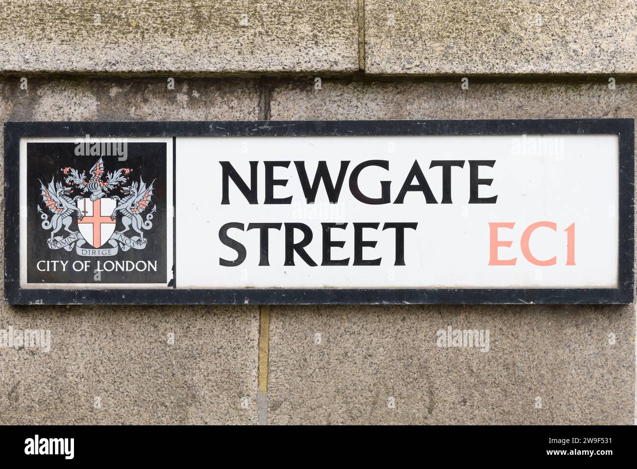 London, UK - March 16 2023; Street sign for Newgate Street in City of ...