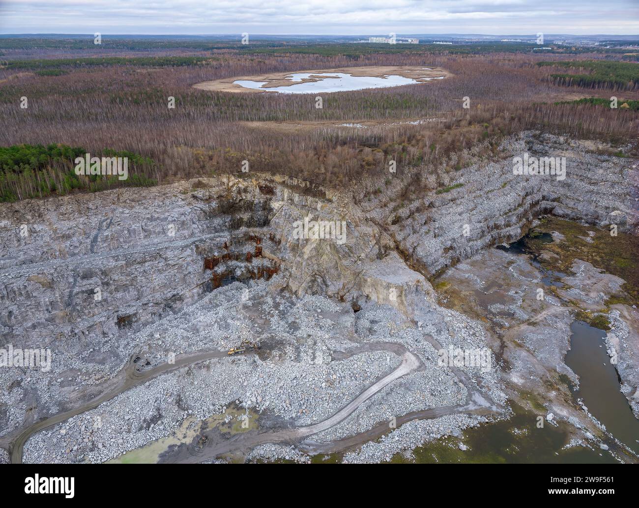 Aerial industrial quarry in autumn hi-res stock photography and images ...
