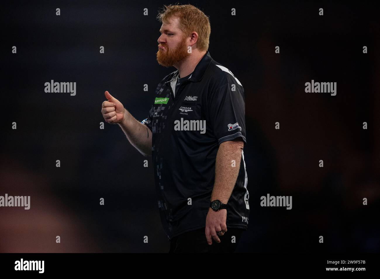 Matt Campbell reacting in his match against Luke Littler during day ten ...