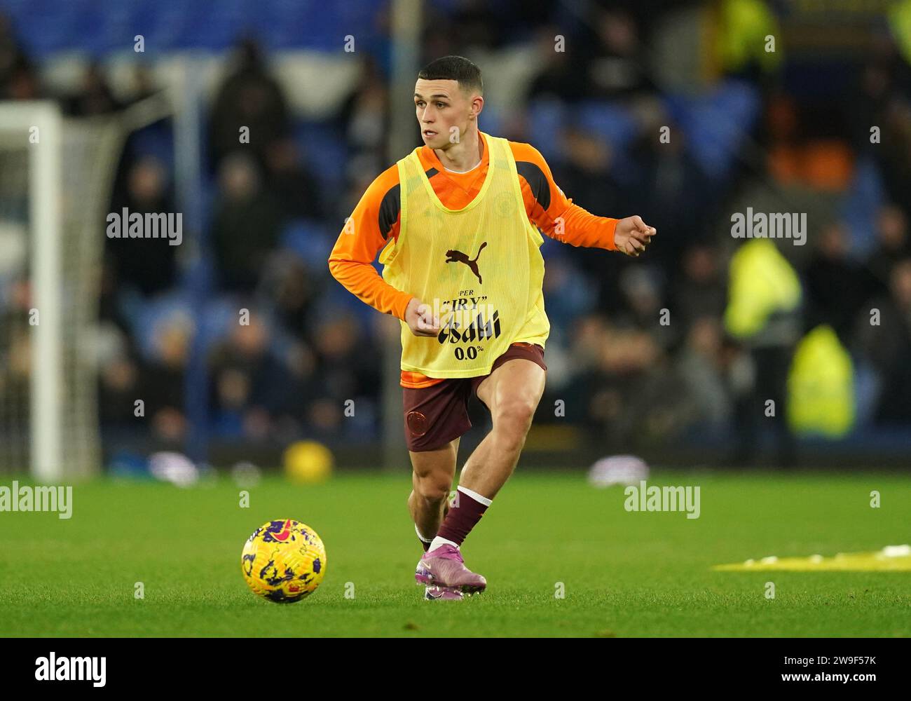 Manchester City's Phil Foden warming up before the Premier League match ...