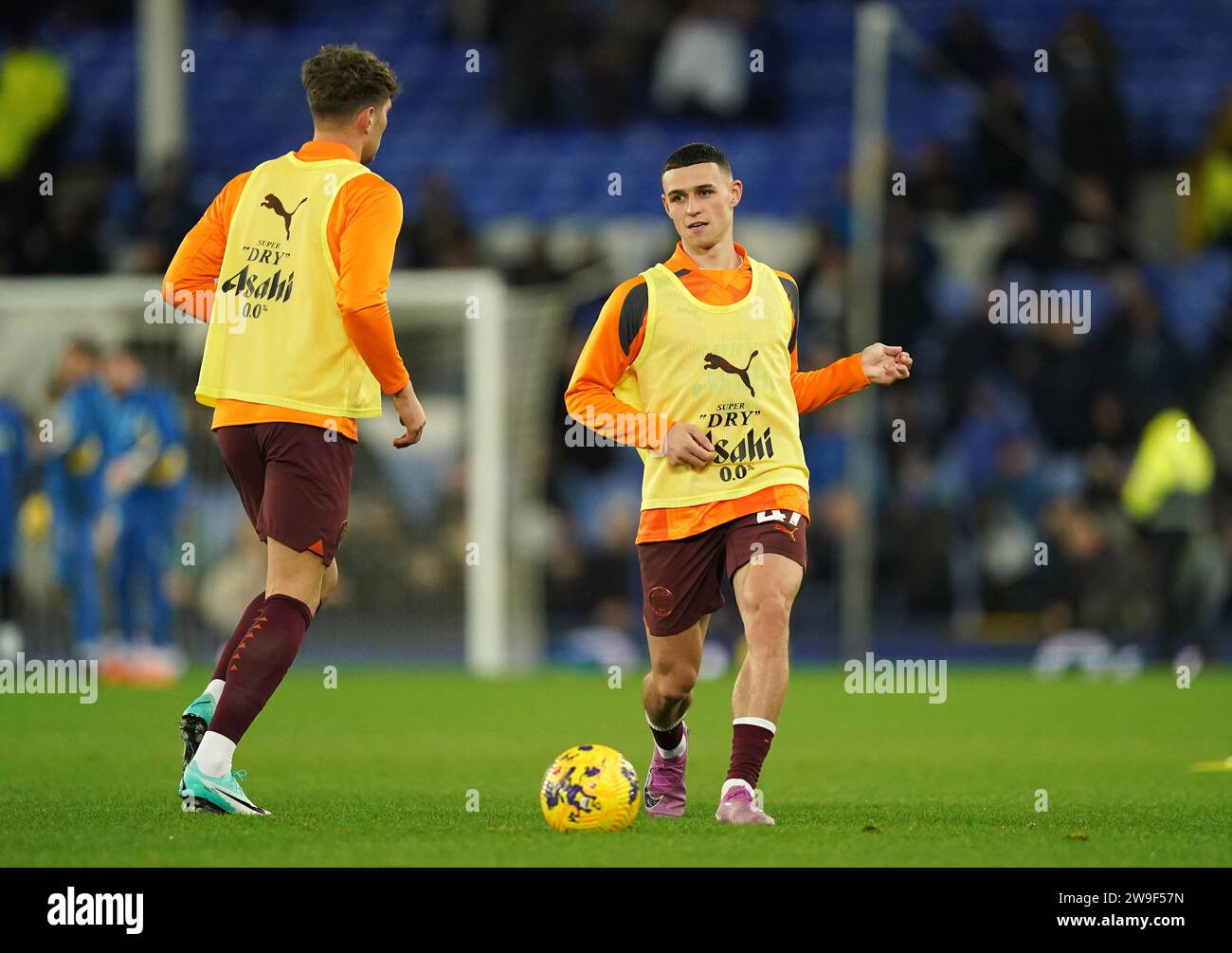 Manchester City's Phil Foden warming up before the Premier League match ...