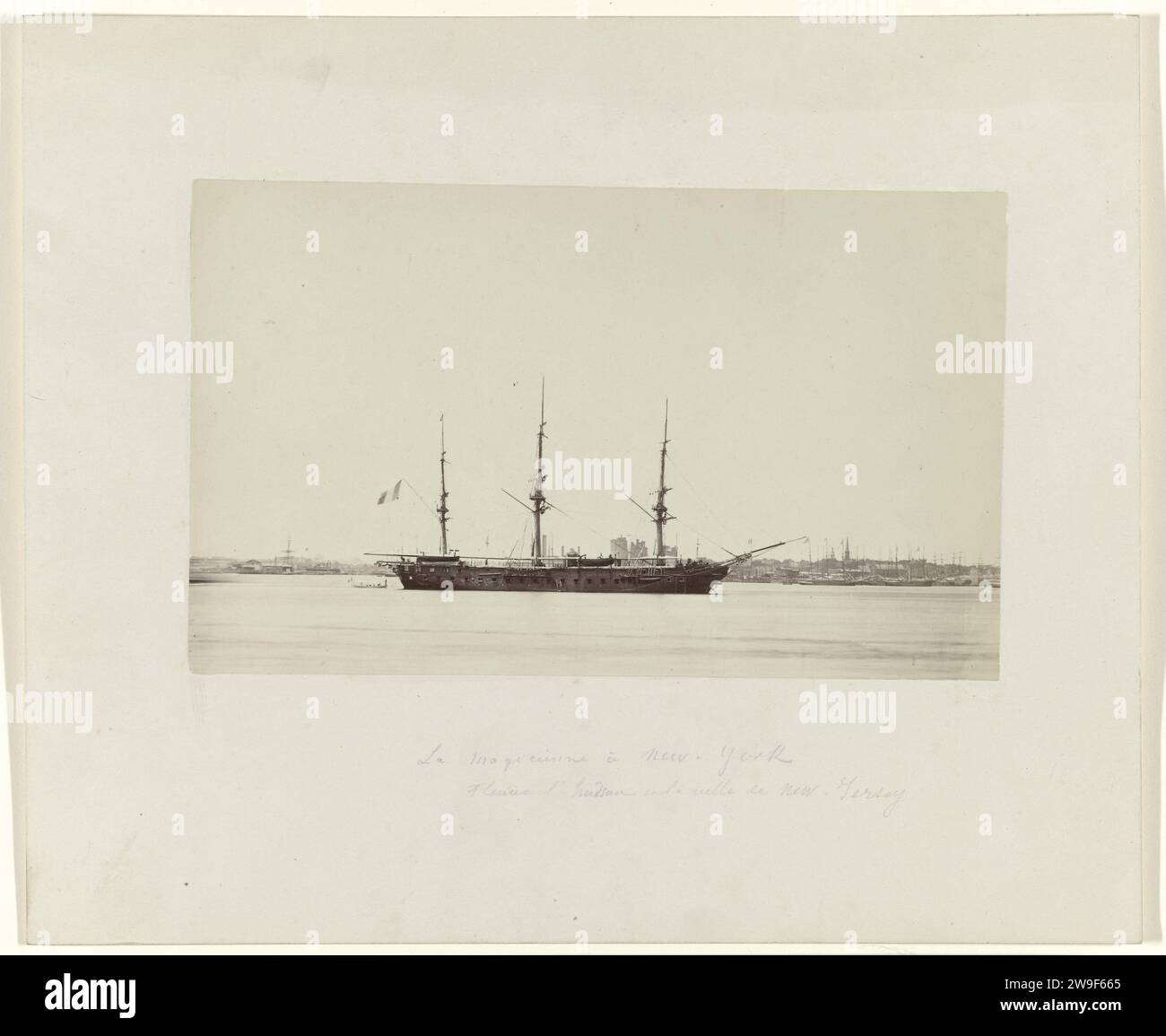 Frigate 'Magicienne' in the Hudson, with New York in the background ...