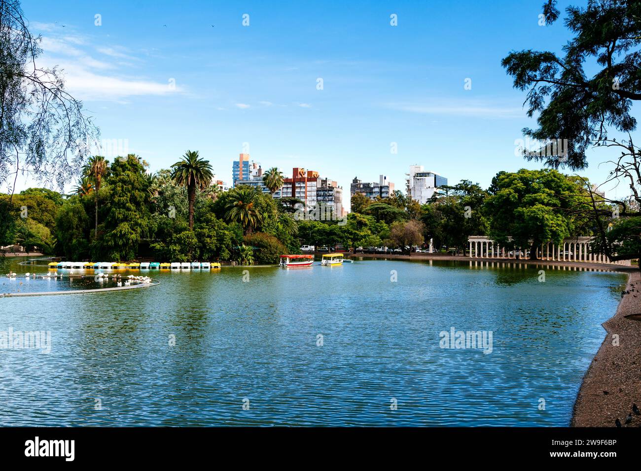 Rosario Argentina, Independence Park. Panoramic view of the lake with ...