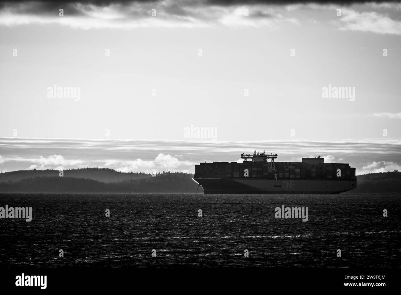 Container ship ONE Stork anchored in Halifax Harbour, Nova Scotia ...