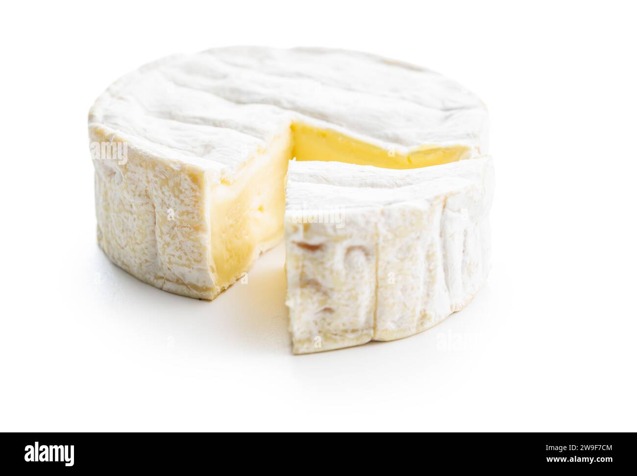 Brie type cheese with white mold. French camembert cheese isolated on ...