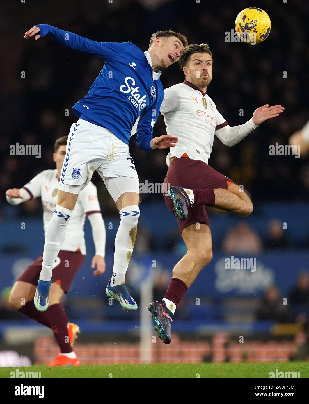 Everton's James Garner (left) and Manchester City's Jack Grealish ...