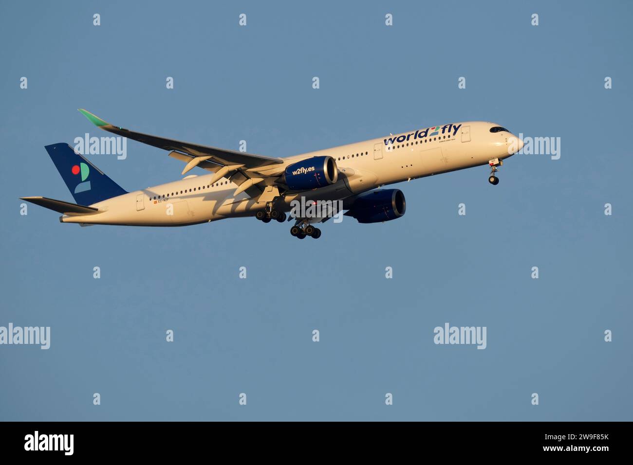 A Corendon Dutch Airlines Airbus A350 operated by World2fly approaches ...