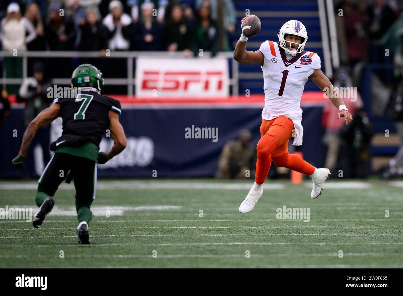Virginia Tech quarterback Kyron Drones (1) looks to pass against Tulane ...