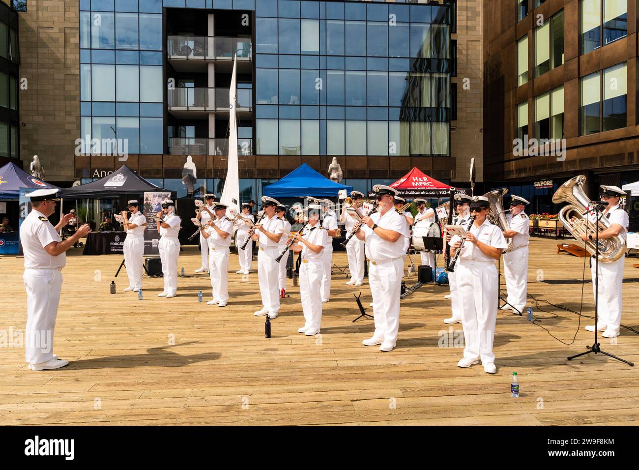 The Royal Canadian Navy's Stadacona Band performing in a public space ...
