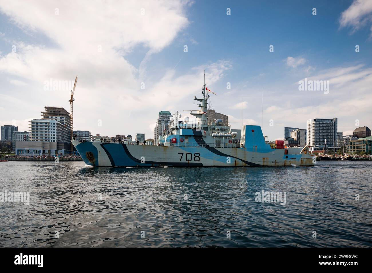 Coastal Patrol and Mine Warfare vessel HMCS Moncton underway in Halifax ...