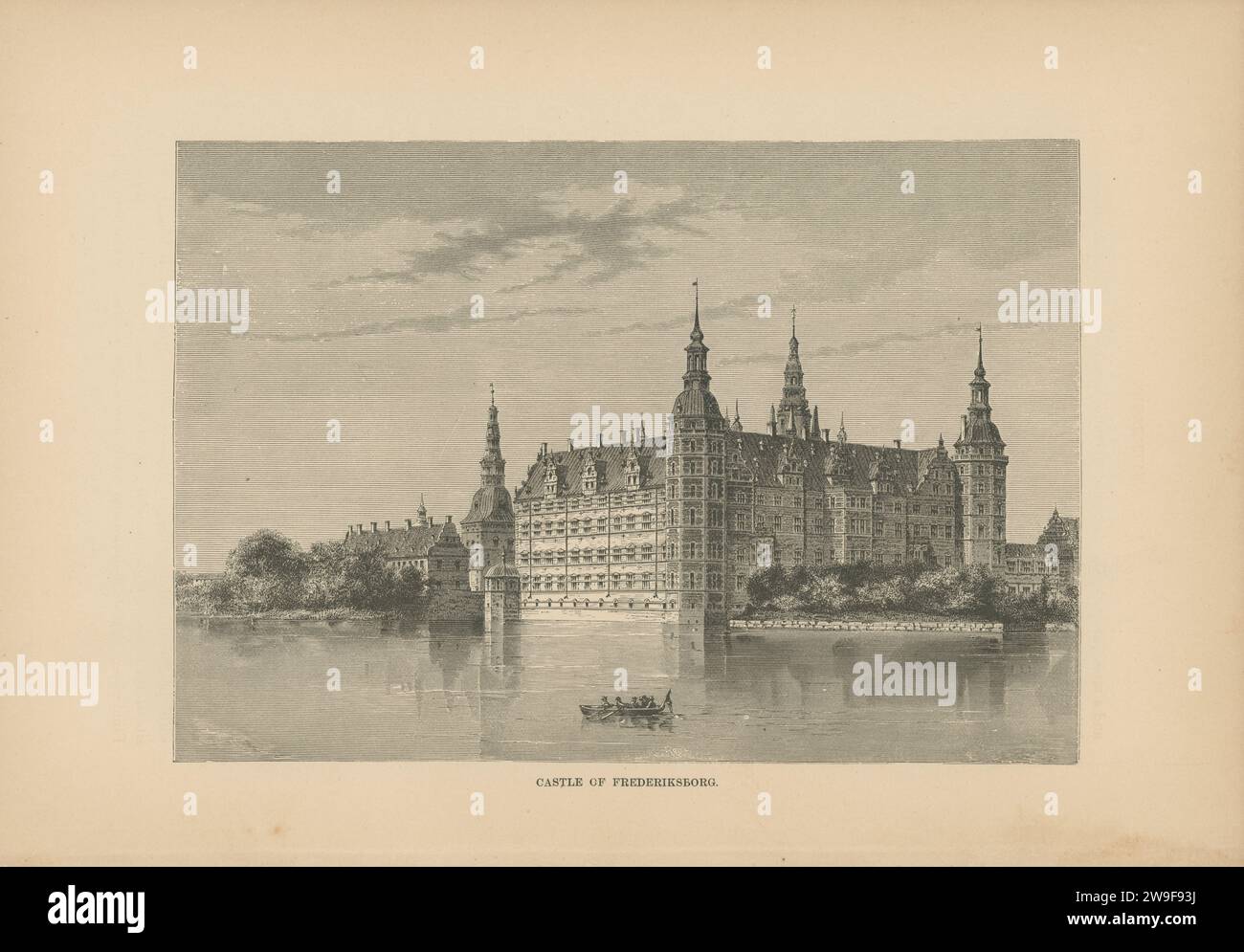 c1885 Antique Woodcut Print of Frederiksborg Castle Denmark Stock Photo ...
