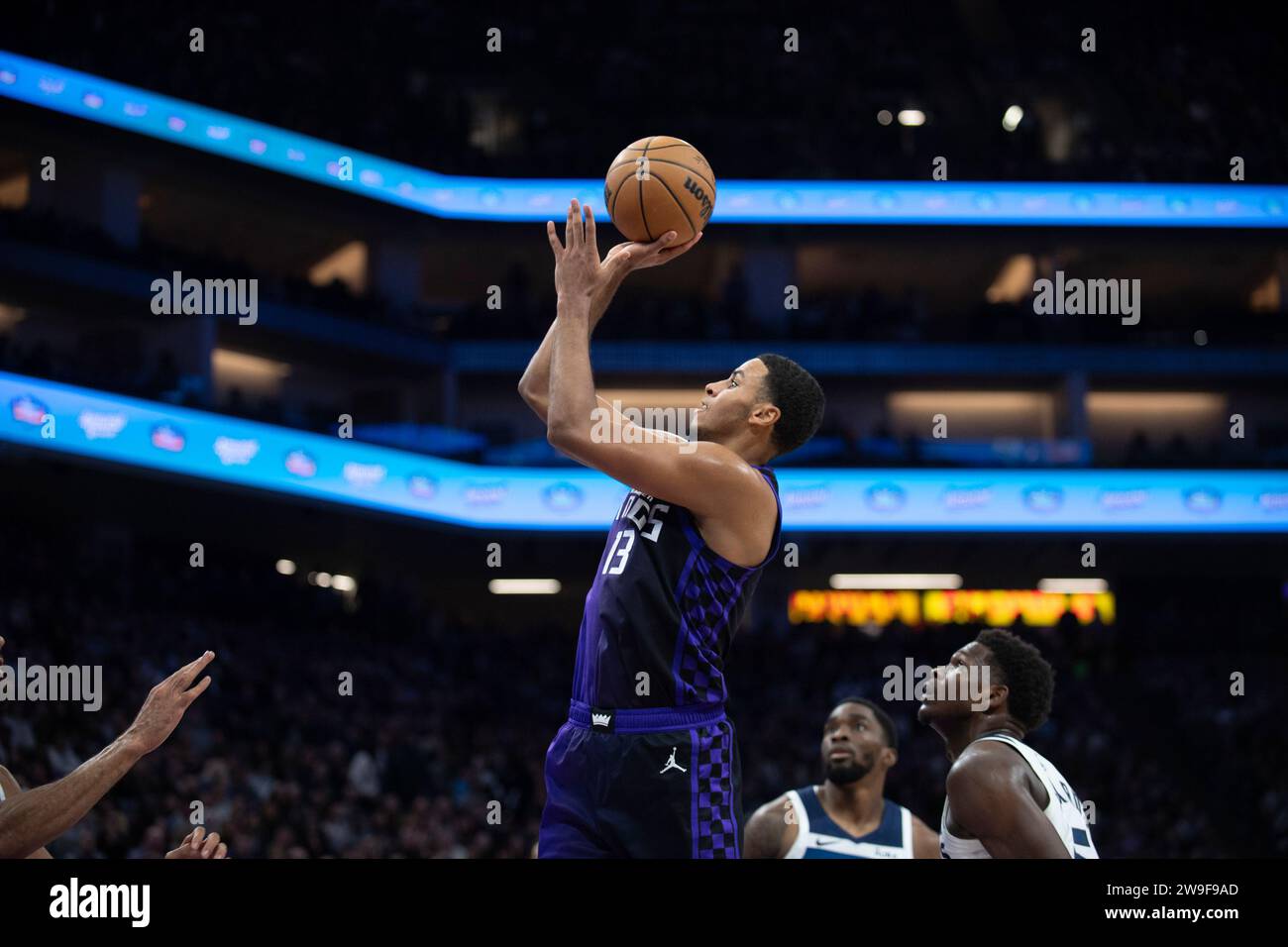 Sacramento Kings forward Keegan Murray (13) shoots as Minnesota ...