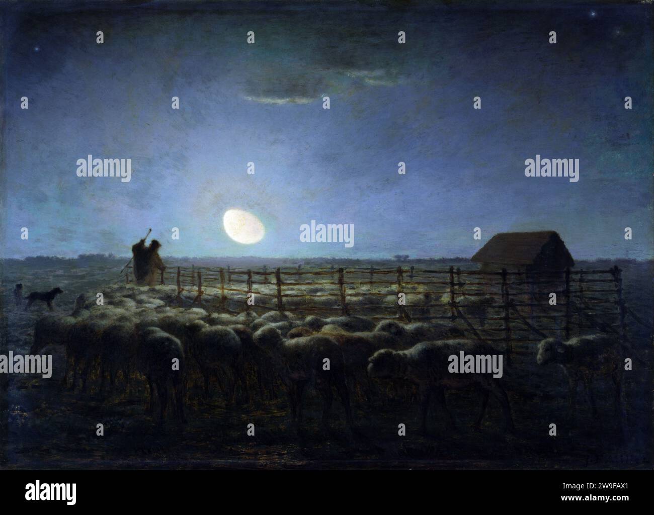 The Sheepfold. Painting by Jean-François Millet Stock Photo - Alamy
