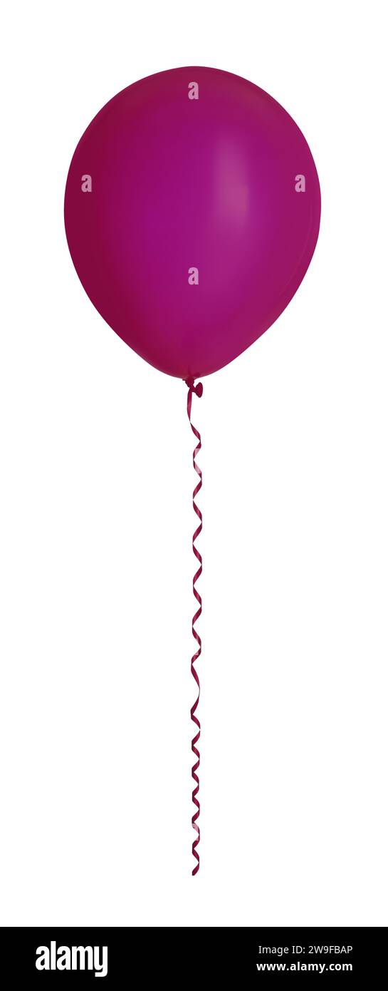 Dark pink balloon with ribbon isolated on white Stock Photo - Alamy