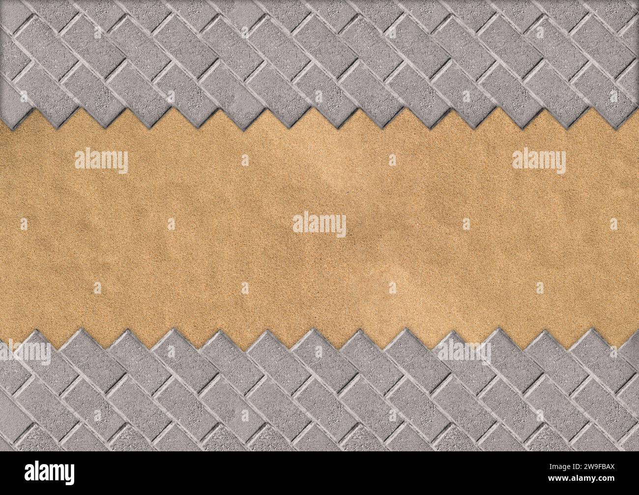 Sand and grey tiles outdoors, top view Stock Photo - Alamy