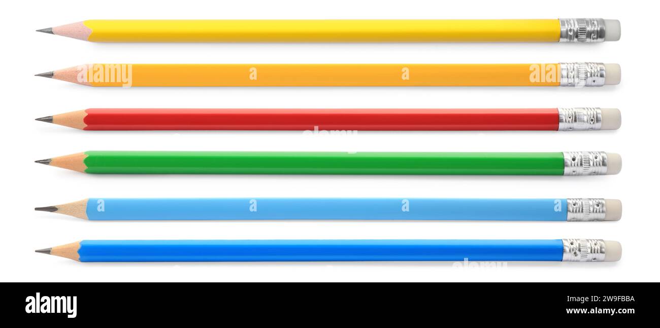 Different graphite pencils isolated on white, set Stock Photo - Alamy