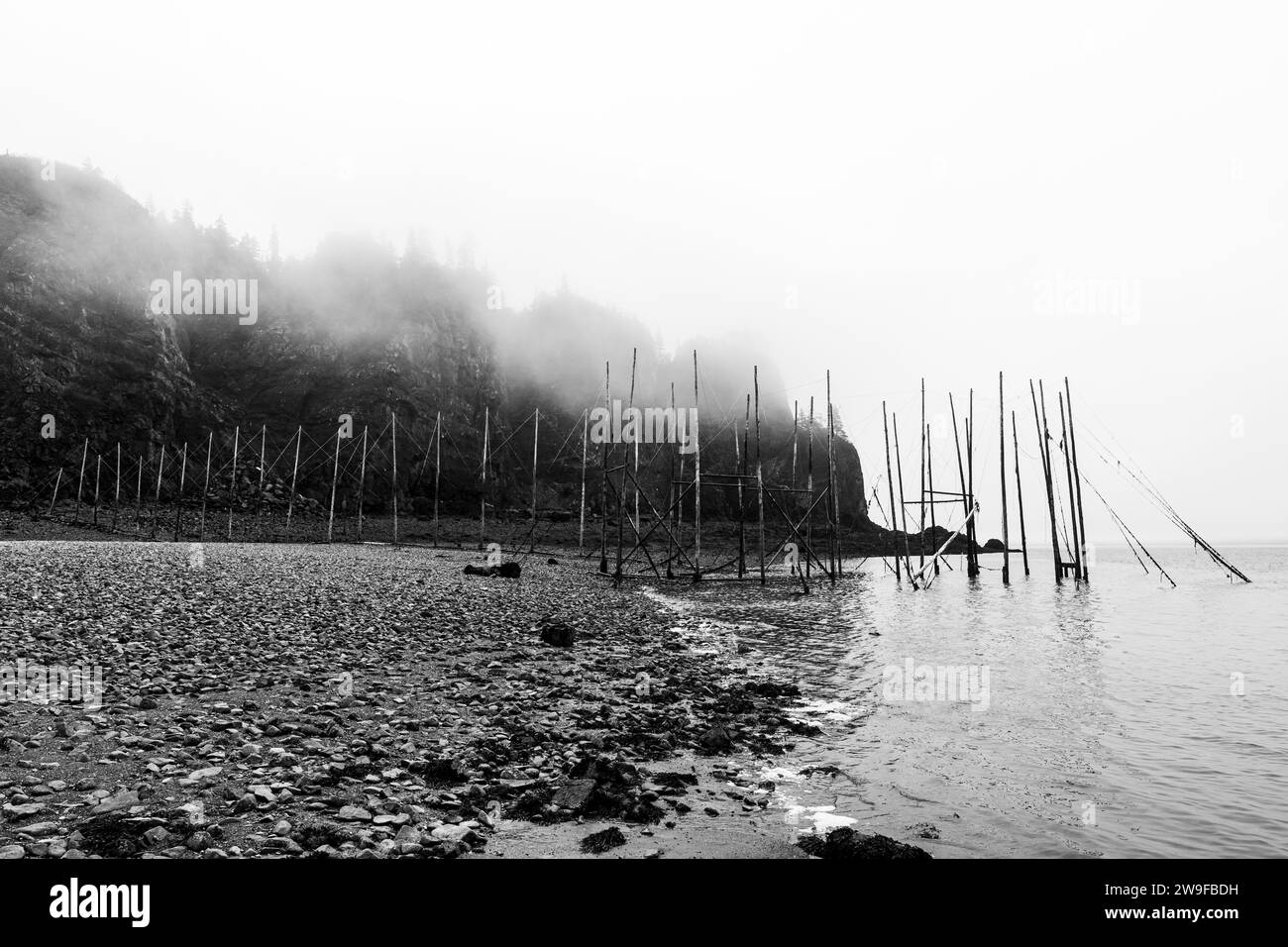 Traditional fishing net framework on the beach at Partridge Island on ...