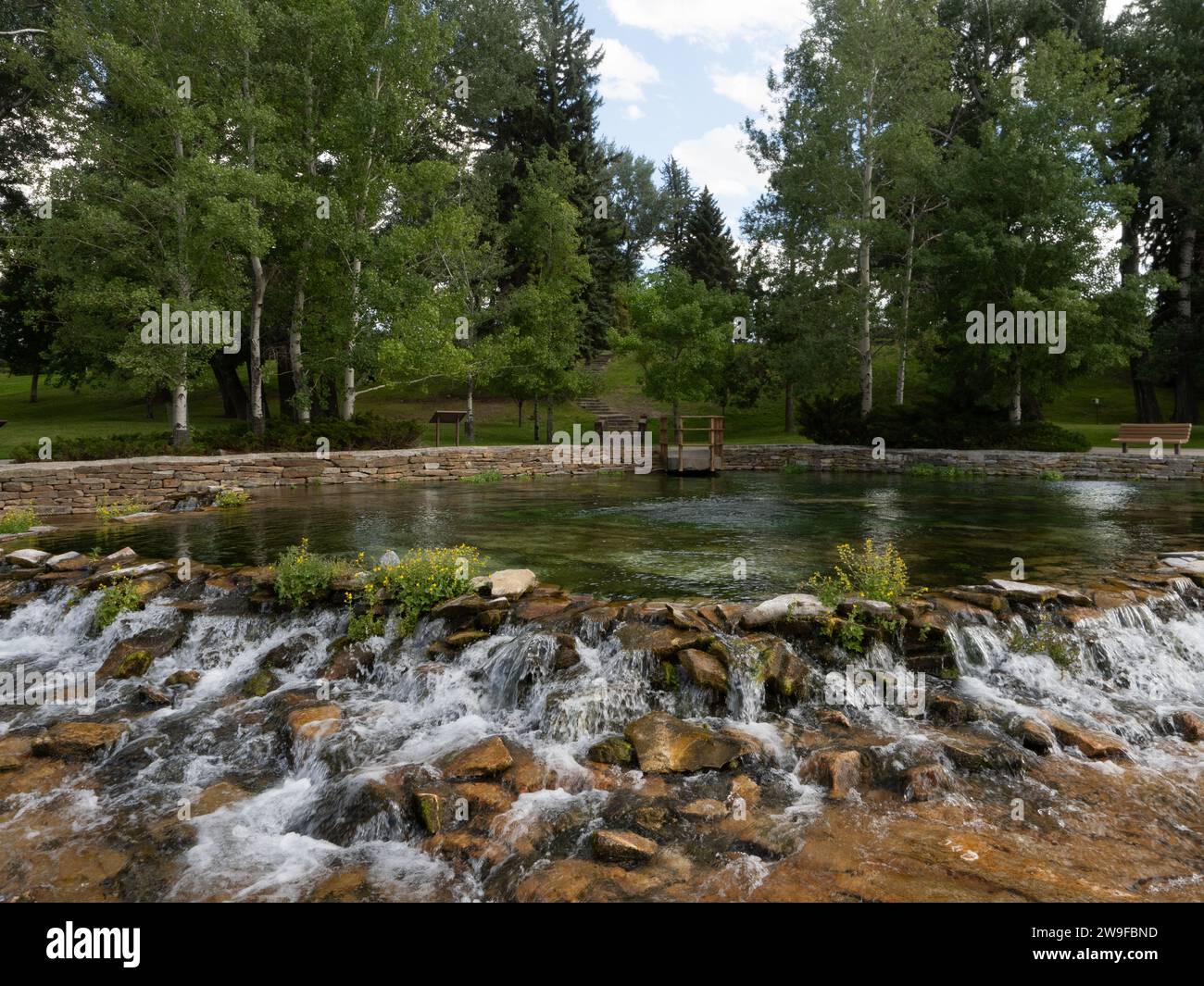 View of water flowing over stones from Giant Springs in Great Falls ...