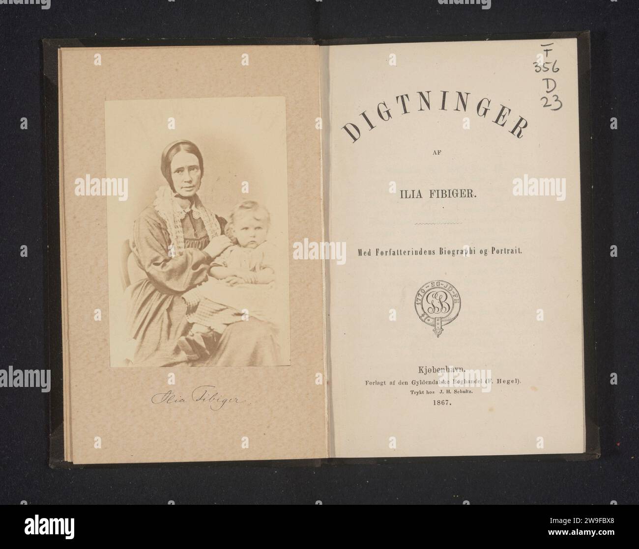 Poems, Ilia Fibiger, 1867 book Copenhagen (city) paper. linen (material ...