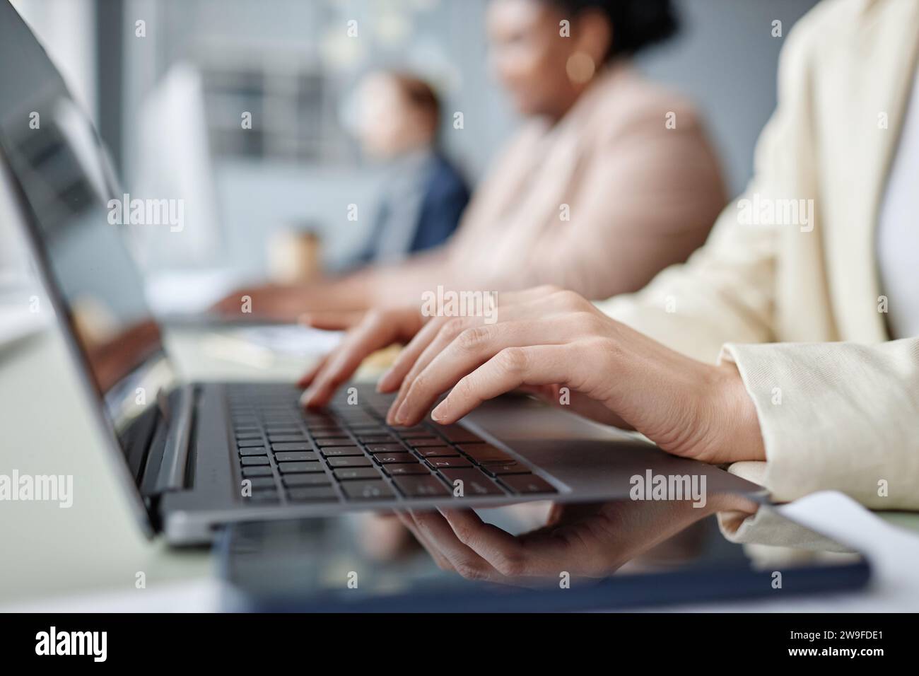 Business woman typing laptop keyboard hi-res stock photography and ...