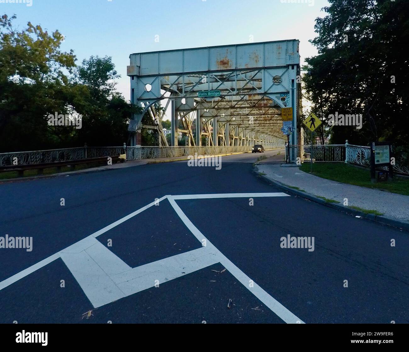 Sunrise lights Falls Bridge at Martin Luther King Drive in Philadelphia ...
