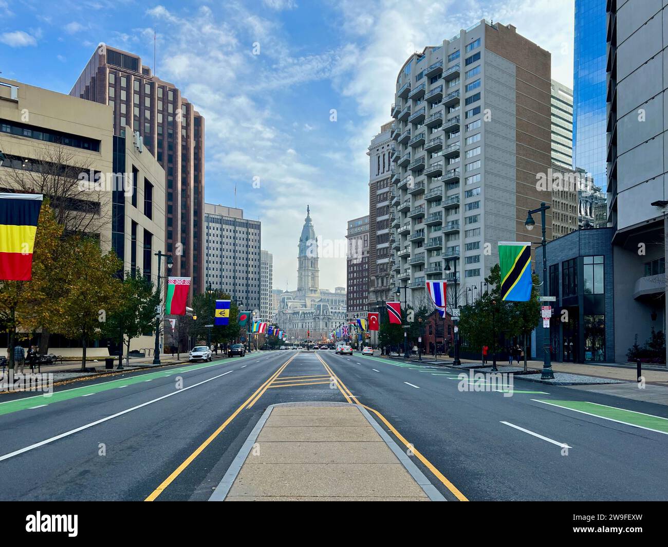 High-rises along the Benjamin Franklin Parkway frame City Hall in ...