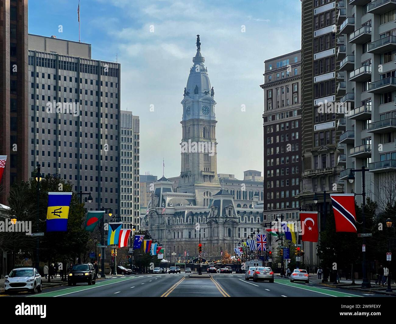 High-rises along the Benjamin Franklin Parkway frame City Hall in ...