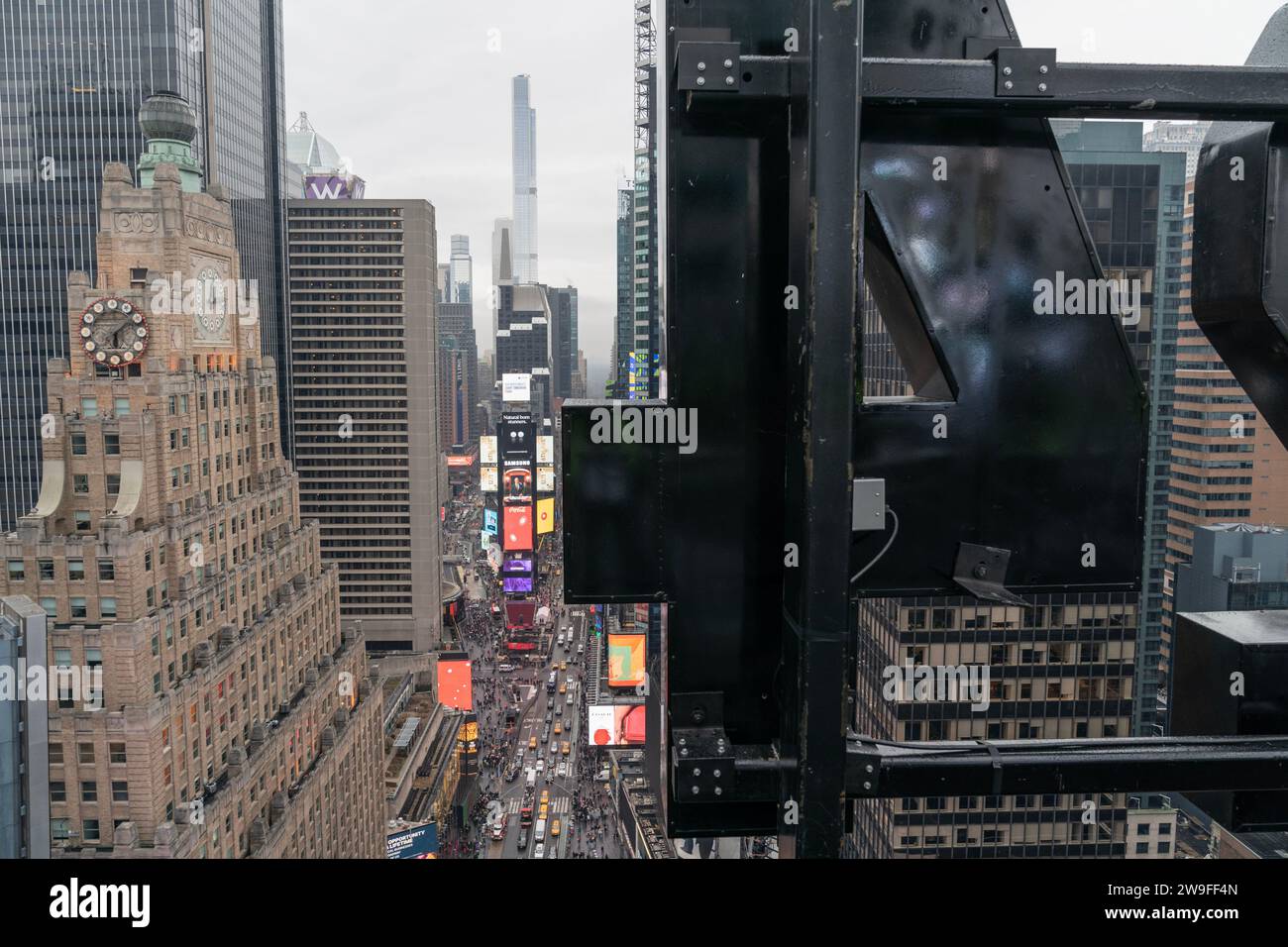 View of Times Square through numerical '4' from the top of One Times ...