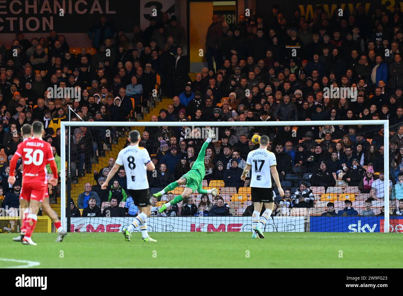 Burslem, UK, 26th December 2023. Port Vale's Number 1, Connor Ripley ...