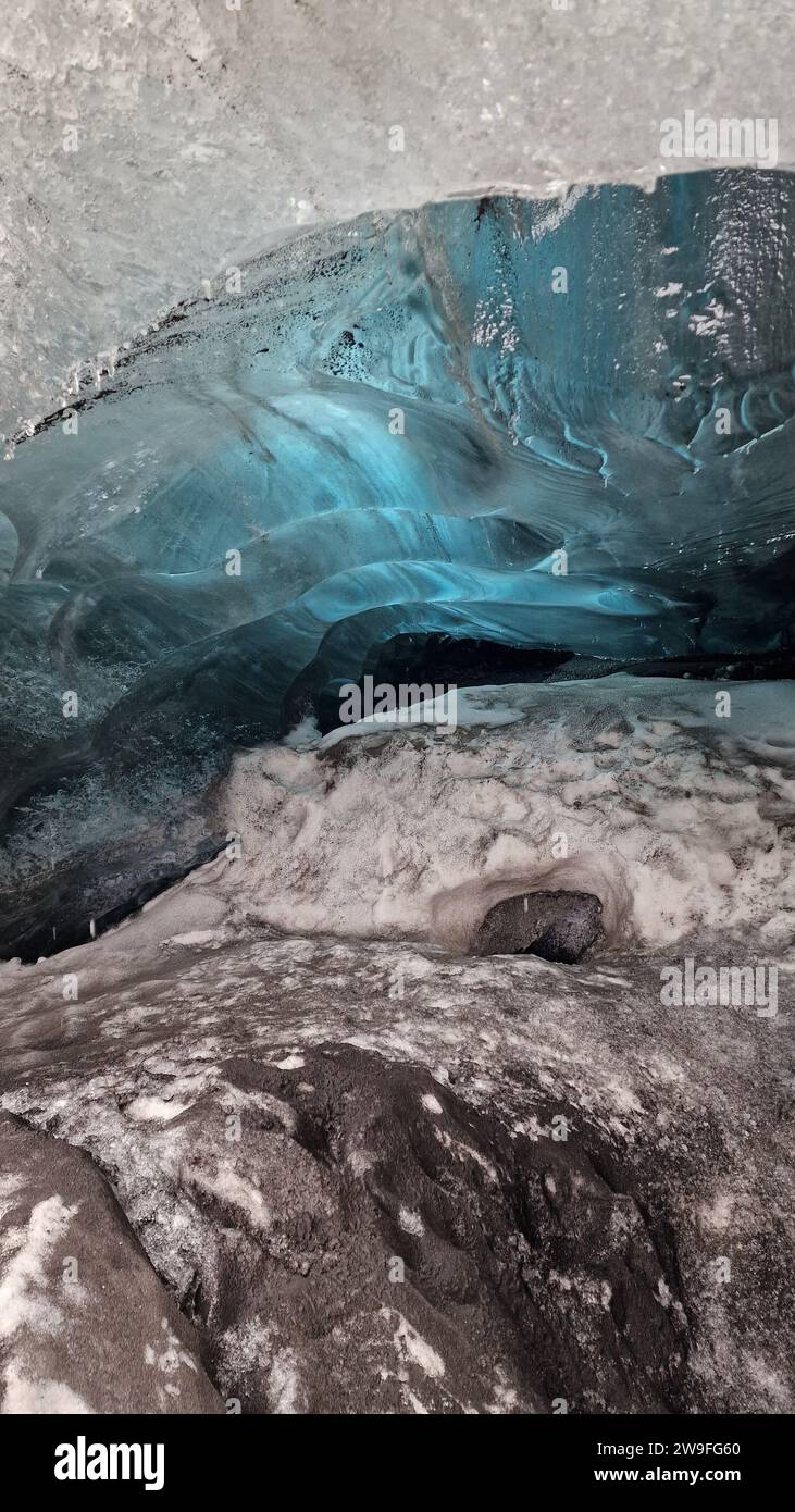 Vatnajokull icebergs blocks inside crevasse, arctic landscape and ...