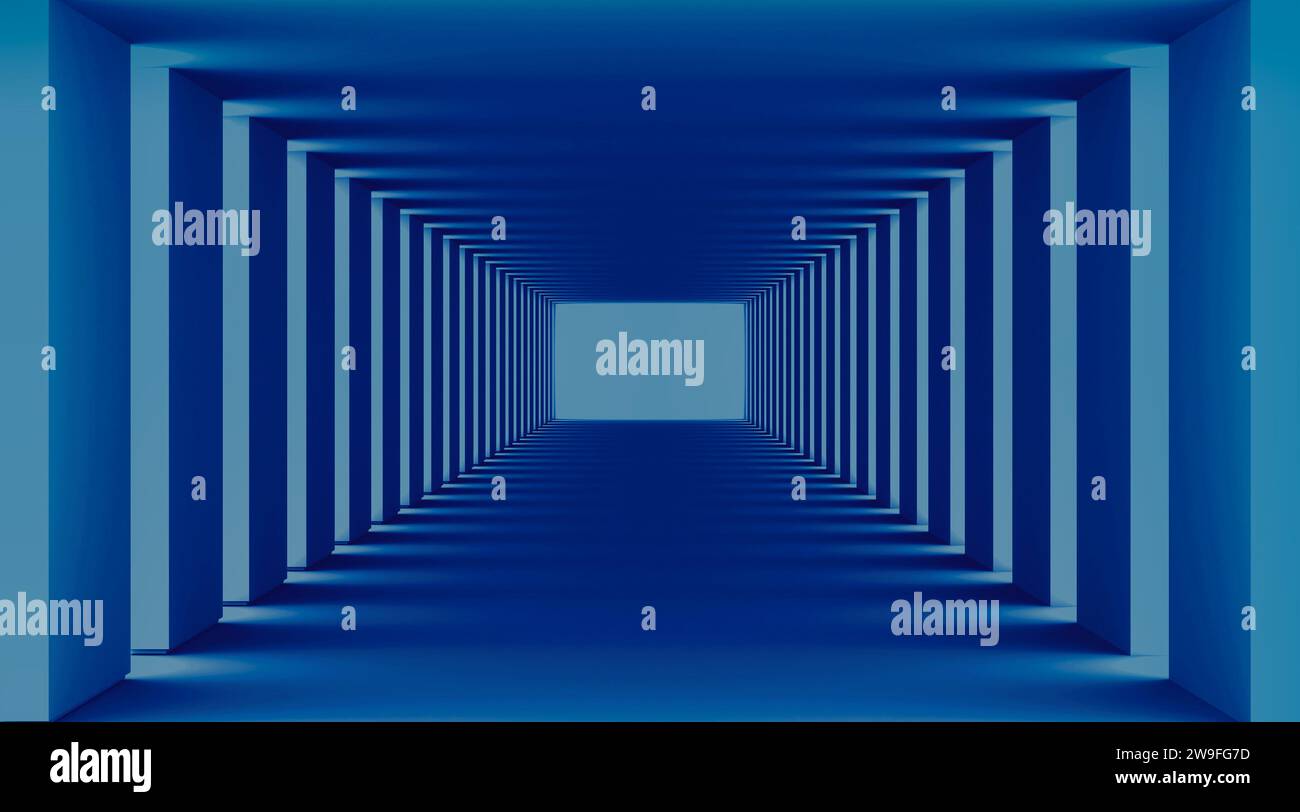 Abstract pillars on blue Background. Futuristic Building Design. 3d ...