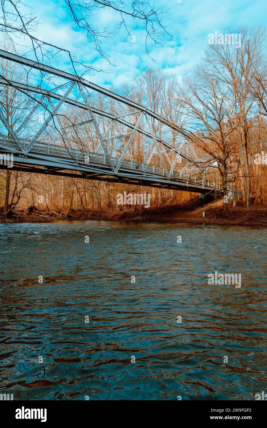 Iron bridge crossing water Stock Photo - Alamy