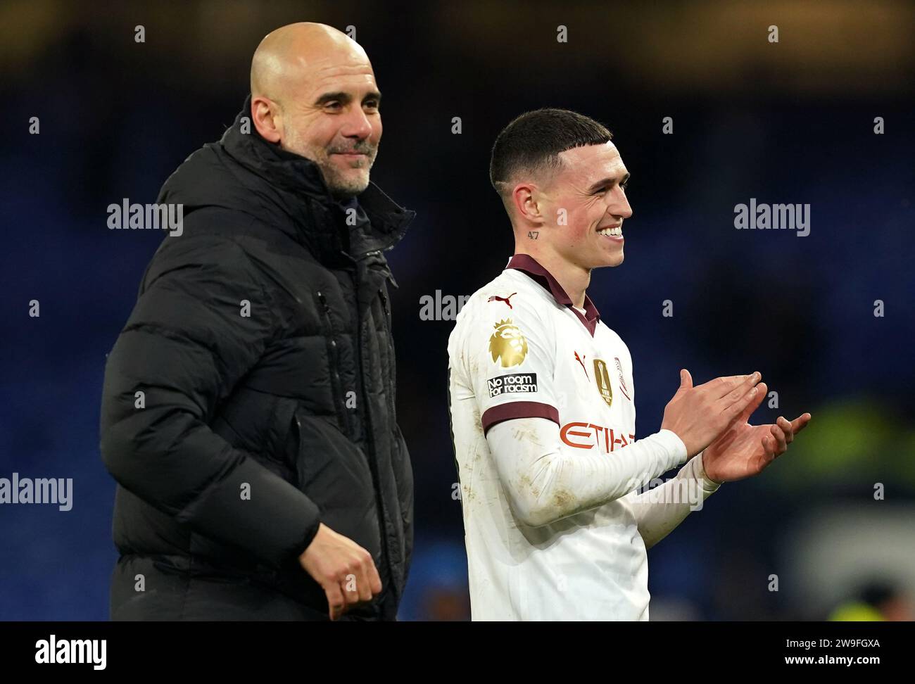 Manchester City manager Pep Guardiola and Phil Foden after the final ...