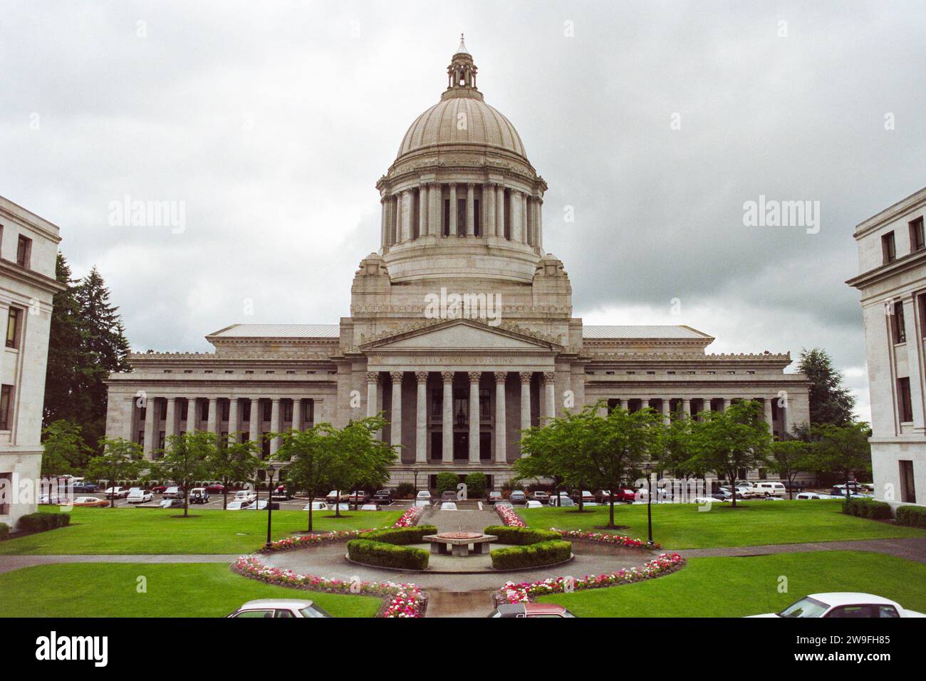 Grainy archival film photograph of the Washington State Capitol ...
