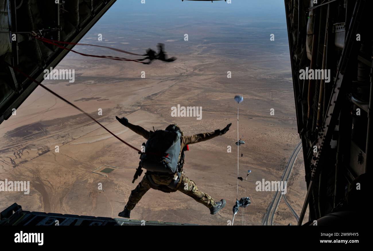 Pararescuemen assigned to the 52nd Expeditionary Rescue Squadron jump ...