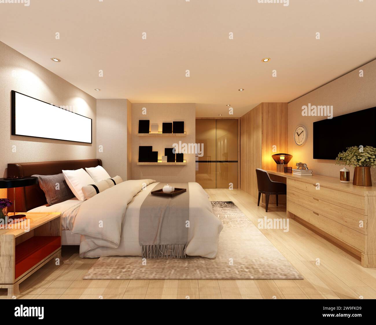 3d render of loft apartment interior Stock Photo - Alamy